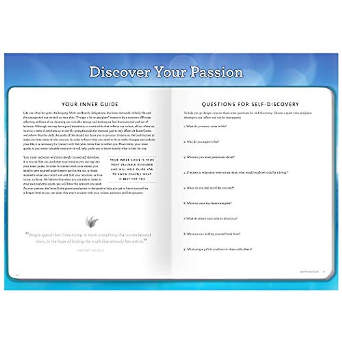 InnerGuide Undated Yearly Wellness Planner - Daily Weekly & Monthly Organizer & Appointment Book - Goal Setting - Journal - Faux Leather Cover - “8” x 9” - Turquoise