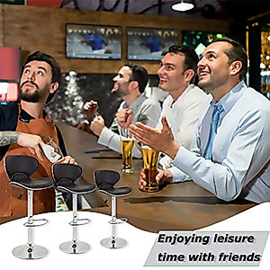 Set of 2 Bar Stools, Counter Height Adjustable Bar Chairs with Back Barstools PU Leather Swivel Bar Stool Kitchen Counter Stools Dining Chairs (Black)