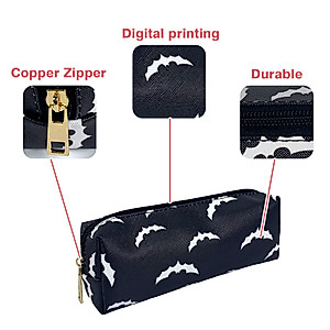 CHPGPUG Pencil Case Bats Halloween Pouch Pen Case with Zipper for Office Organizer School Boys Girls