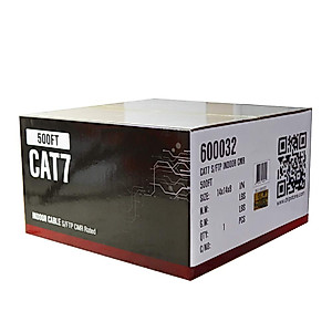 Dripstone 500ft CAT7 S/FTP in-Wall (CMR Rated) UL Listed Bare Copper Solid 23AWG Conductor 600Mhz Fluke Tested Ethernet Wire (Blue) (600032)