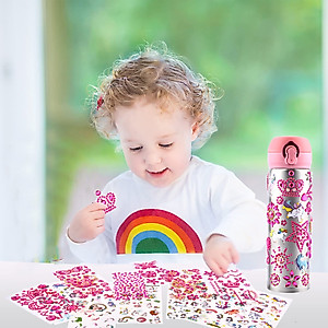 Coosilion 17 oz Insulated Water Bottle, DIY-0718, Pink, Stainless Steel, Decorate Your Own Water Bottle for Girls, 304 Food Grade, BPA Free, Leakproof, 17 fl oz, Water Bottle