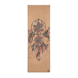 Shakti Warrior Akasa cork yoga mat - Artist Designed, Premium eco friendly mats, Non Slip, Non toxic, Great For Regular & Hot Yoga, Pilates and Workouts (72 inch x 24 inch x 3mm thick)