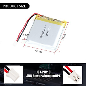 AKZYTUE 3.7V 104245 2000mAh Lithium Ion Polymer Batteries Rechargeable Lipo Battery Pack with PH2.0mm JST Connector