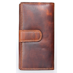 Double Sided RFID Leather Wallet Bull Burry Whole Made of a Strong Genuine Cowhide Brown One Size BB 160000 L101 BRN Vintage Double Sided Medium Brown