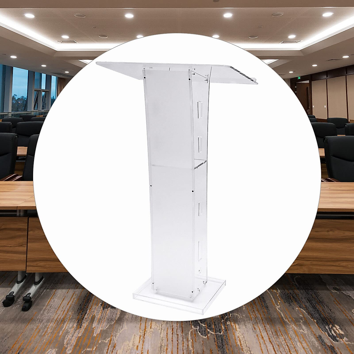 CNCEST Acrylic Podium Pulpit Plexiglass Transparent Stand Lectern 110cm for Conference (23.62x15.75x43.31 Inch), Clear