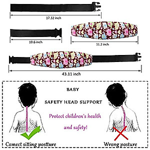 ZYNQACC 2PCS Baby Car Seat Head Support,Toddler Safety Car Seat Sleep Nap Aid Positioner Strap Belt Neck Protection Belt for Children and Kids(Pink, Blue) (Pink)