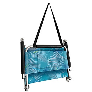 2 Pack of Neso Lightweight Water Resistant Beach Chairs with Shoulder Strap and Slip Pocket - Folds Thin (Aqua Fronds)