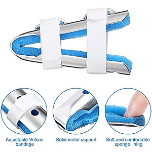 BBTO 10 Pieces Finger Splints Metal Padded Finger Support Finger Stabilizer with Soft Foam Interior and Loop Straps for Adults and Children, 3 Sizes (Blue)