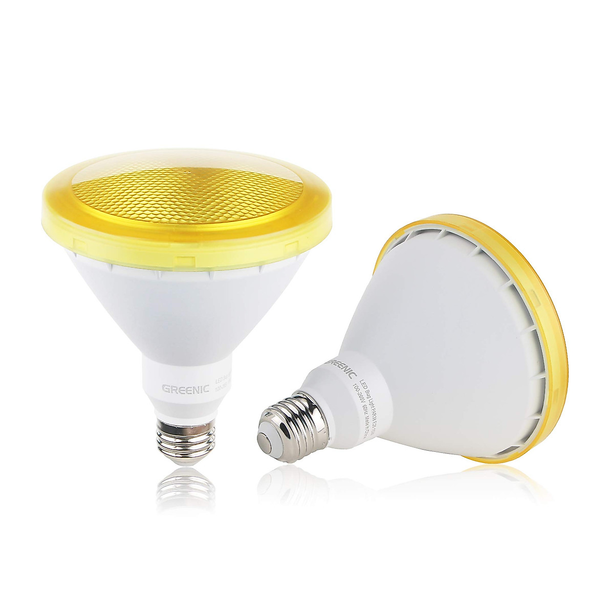 GREENIC Yellow LED Light Bulb, 2 Pack Par38 15W (100W Equivalent) 1300lm, E26 Medium Base Flood Light Bulb for Outdoor, Indoor, Porch, Patio, Yards, Home