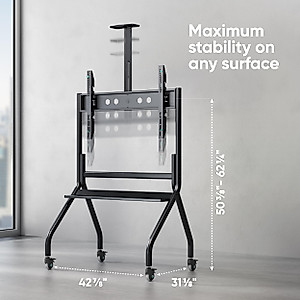 ONKRON Mobile TV Stand for 60-120 Inch Screen up to 331 lbs, Large & Portable TV Stand on Wheels max VESA 1000x600, Heavy Duty TV Stand Height Adjustable/Mobile TV Cart Rolling TV Stand Tall Black