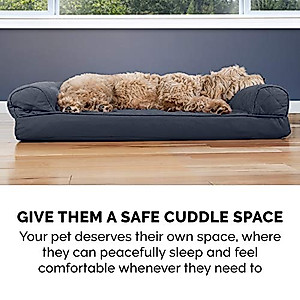 Furhaven Orthopedic Dog Bed for Large/Medium Dogs w/ Removable Bolsters & Washable Cover, For Dogs Up to 55 lbs - Quilted Sofa - Iron Gray, Large