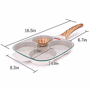 Bobikuke Egg Pan Fried Egg Pan, Egg Frying Pan with Lid Nonstick 4 Cups Pancake Pan Aluminium Alloy Cooker for Breakfast, Gas Stove & Induction Compatible (White)