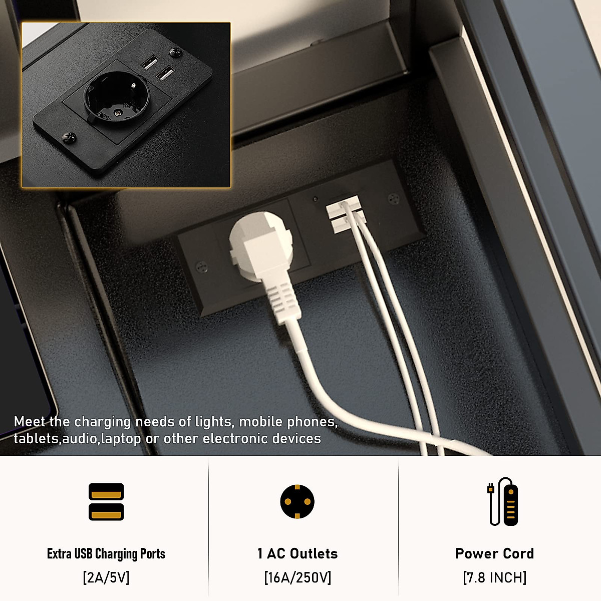 COMHOMA Gaming L Shaped Computer Desk, 55" Home Office Desk with Shelves, L Shape Computer Corner Desk with Charging Port, Gaming Table Power Outlet Build in, LED Writing Desk with Monitor Stand Black