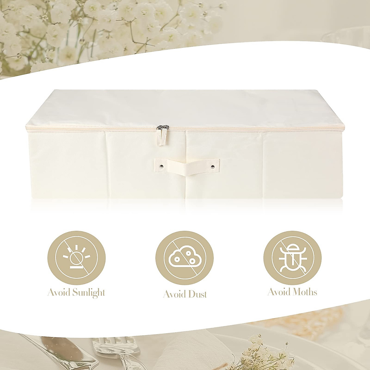 Glenmal Wedding Dress Preservation Box Kit Wedding Dress Storage Box with 1 Pair Microfiber Gloves and 100 Sheets of Acid Free Tissue Paper for Storage Wedding Dress Gown Bride, 28 x 15.7 x 7 Inches