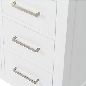 ARIEL Cambridge 55" White Bathroom Vanity with Sink, 1.5" Edge Pure White Quartz Countertop & Backsplash, Center Rectangular Sink, 2 Soft Closing Doors, 9 Full Extension Dovetail Drawers