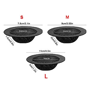 3 PCS Stainless Steel Sink Strainer Fine Mesh Kitchen Sink Strainer Fits Most Kitchen Sink Bathroom Bathtub Shower Drain Kitchen Sink Strainer Stopper Basket Stainless Steel Mesh White Black Kitchen