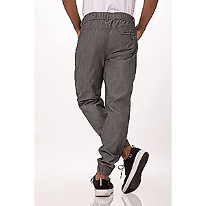 Chef Works Men's Jogger 257 Chef Pants, Black White Stripe, Large