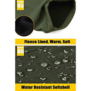 MAGCOMSEN Waterproof Pants for Men Hiking Pants Mens Work Pants Men Fleece Lined Pants Ski Pants Snow Pants Winter Pants Men Snowboard Pants Climbing Pants Softshell Pants for Men Green