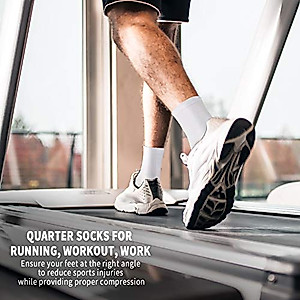 Compression Running Ankle Socks for Men and Women (6 Pairs), Quarter Athletic Socks for Running, Cycling, Golf, Work