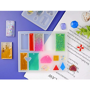 Suhome 73 Pack Resin Earring Mold Jewelry Silicone Resin Molds Making Kits Including Earring, Pendant, Bracelet, Necklace, Button Silicone Resin Casting Molds for Beginners