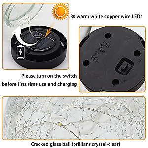 aboxoo Globe Solar Lights Outdoor Decoration 1 Packs Crackle Glass Ball Warm Light with LED for Garden Yard Decor Pathway Patio Lawn(4.7 inch)