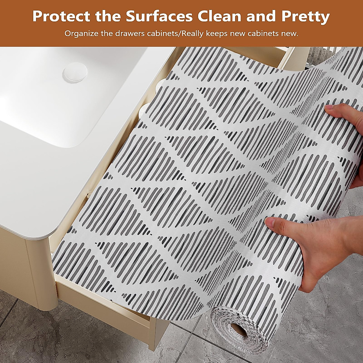 Shelf Liner Drawer Liner for Kitchen Cabinet, Non Adhesive Slip Resistant Shelf Paper, Strong Grip Thickened Cabinet Liners Protect Kitchen Cupboard, Dresser, Bathroom Drawers (Gray, 11.8" x 10 FT)