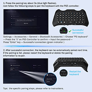 MoKo Keyboard for PS5 Controller, PS5 Bluetooth Wireless Mini Keyboard Chatpad for PlayStation 5 Controller, Game Keypad Built-in Speaker with 3.5mm Audio Jack for Messaging and Game Live Chat, Black
