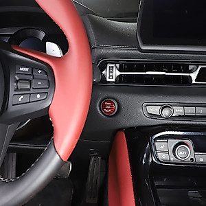 car one-Key Ignition Start Real Carbon Fiber Patch Decoration for Toyota Supra GR A90 A91 MK5 2020-2022 Car Accessories (Red Carbon Fiber)