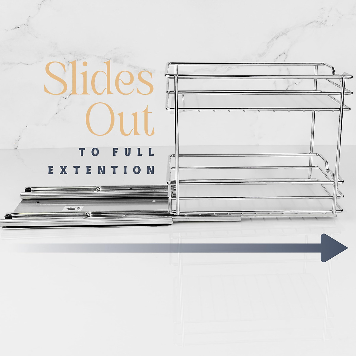 HOLDN’ STORAGE Spice Rack Organizer for Cabinet, Heavy Duty - Pull Out Spice Rack 5 Year Warranty- Spice Organization 6-1/2"Wx10-3/8 Dx8-7/8 H - Spice Racks for Inside Cabinets & Pantry Closet.