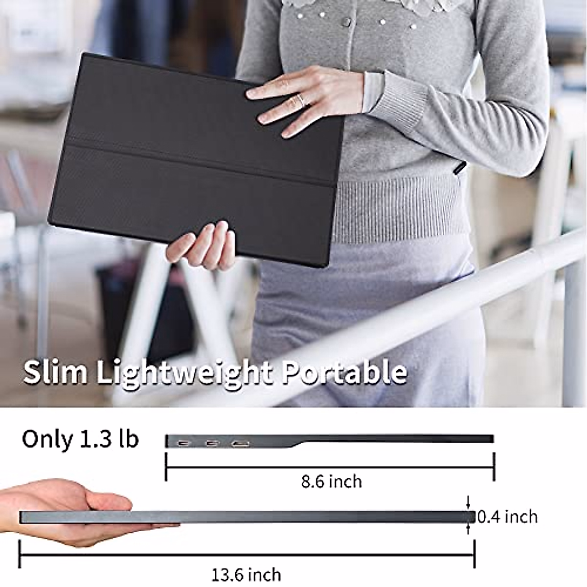 FYHXele 15" Portable Monitor Touchscreen, Portable LED Screen Extender, FHD 1080P IPS Travel Monitor, Mini-HDMI, USB C Portable Touchscreen Monitor for Laptop PC Phone, Eye Care, Touch Not for Mac OS