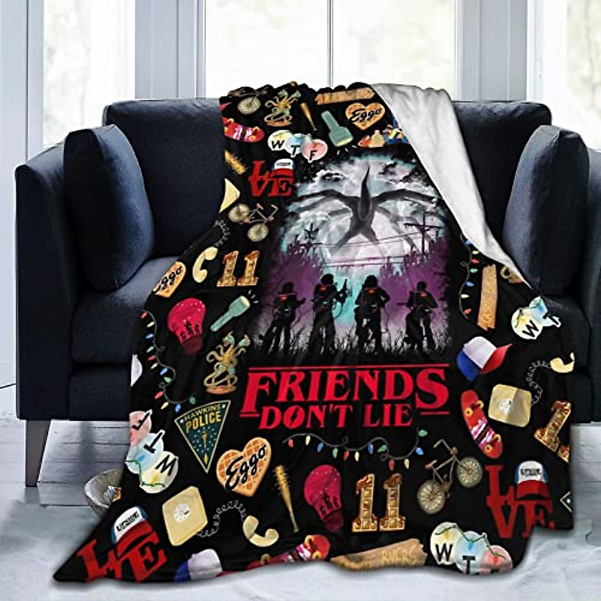 Stranger Friends Flannel Throw Soft Lightweight Blankets for Men Women Boys Gifts Room Bed Thing Home Decor 50"x40"