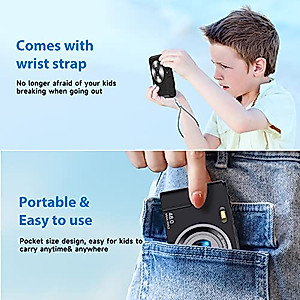 Digital Camera, Kids Camera with 32GB Sd Card, Autofocus FHD 1080p 48MP Compact Camera with 16x Digital Zoom, Vlogging YouTube Camera for Kids, Teens, Students, Girls, Boys, Adults, Beginners