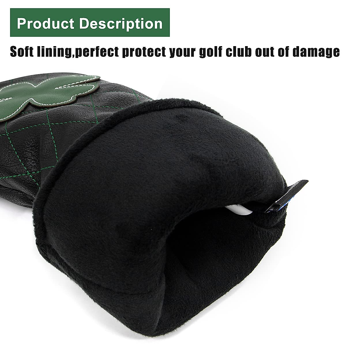 Golf Headcovers Golf Driver Fairway Hybrid Head Cover Golf Blade Mallet Putter Cover Lucky Clover Cross Pattern Premium Leather Driver Fairway(FW) Wood Hybrid(UT) with Number Tags