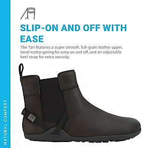 Xero Shoes Tari Women's Ankle Boots — Lightweight, Zero-Drop Heel, Leather Chelsea Boots for Women — Slip-on Women's Booties — Black, Size 8