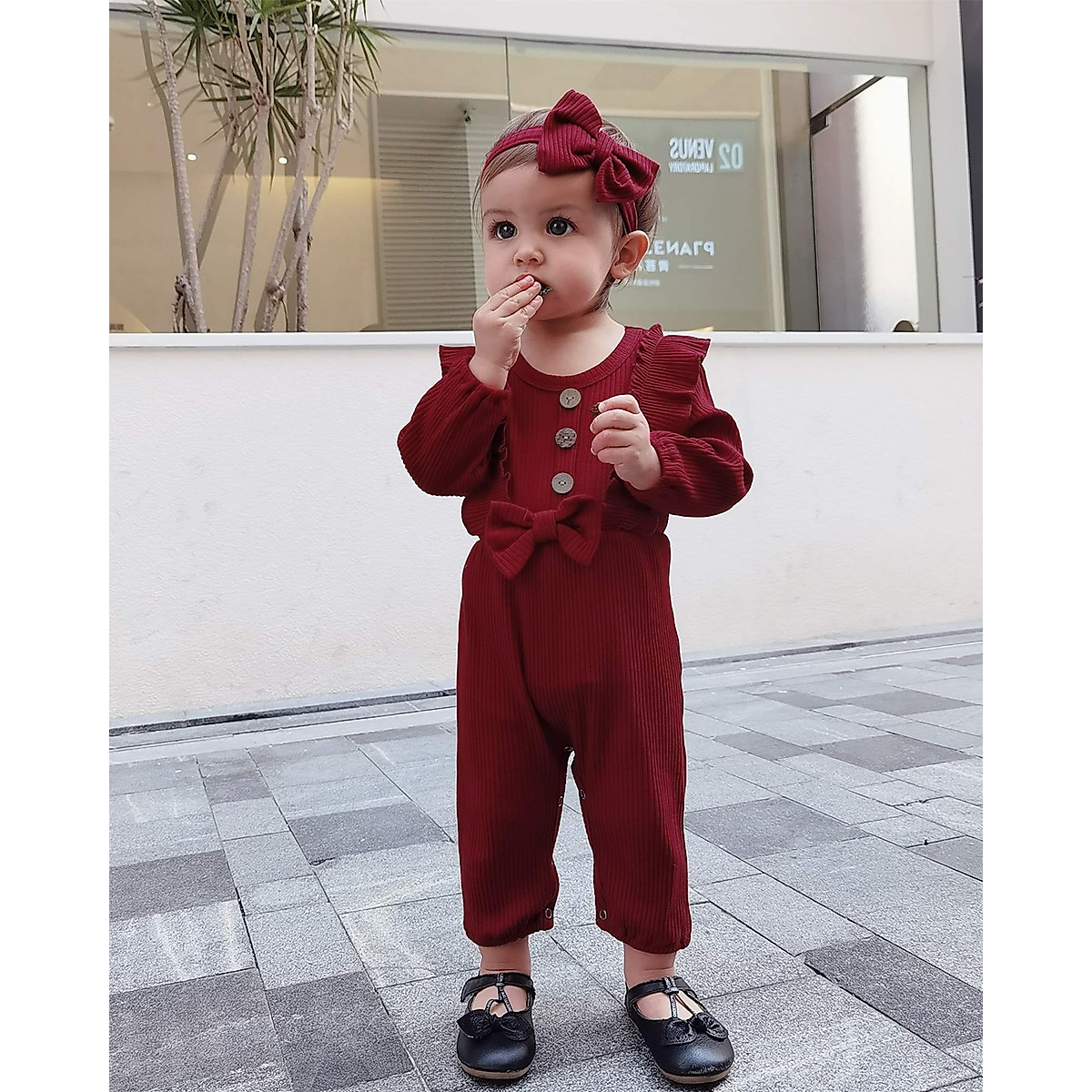 Mioglrie Newborn Baby Girl Clothes Romper Cute Baby Girl Stuff Cotton Newborn Girl Clothes Ruffle Baby Girl Outfits Gifts Maroon 0-3 Months Baby Girl Clothes