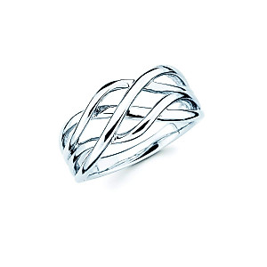 .925 Sterling Silver Woven Wide Band Ring- Size 8