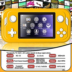 Handheld Game Console 3.5inch Mini Retro Gaming Player 700 Classic Games Preinstalled IPS Screen Rechargeable Game Consoles Box for Kids Boys Children(Yellow)