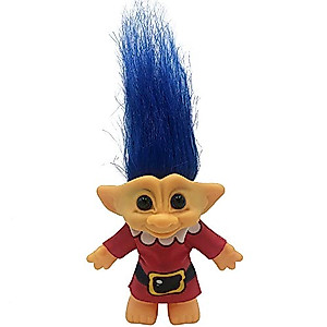 Lucky Troll Dolls,Vintage Troll Dolls,Christmas Dolls Chromatic Adorable for Collections, School Project, Arts and Crafts, Party Favors- 7.5" Tall(Include The Length of Hair (Blue)