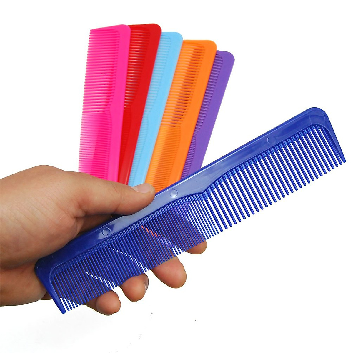 LUXXII 6 Pack - 9" Large Dressing Comb Colorful Styling Essentials Coarse/Fine Barber Comb SET