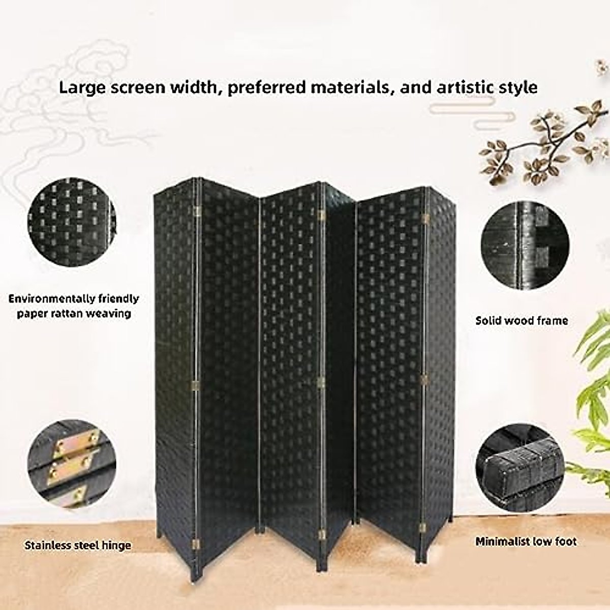 6 Panel Versatile Room Divider Panels with Free-Standing Design，Stylish Folding Screens and Room Dividers for Home and Office，Add Style and Privacy to Any Space (Style 1)