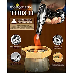 Old Fashioned Cocktail Smoker Kit with Torch, Bourbon Smoker Infuser Kit with Bonus Smoke Collection Dust Cup, 6 Kinds of Wood, Whiskey Smoker Infuser Kit - Gifts for Men Father Husband (No Butane)