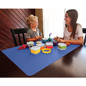 MonsterMat 36x24 Inch Extra Large Silicone Table Protector Craft Mat for Painting, Clay, Projects, Arts and Crafts and More. Easy Clean Up and Rolls for Storage. Largest Mat Available. (Blue)