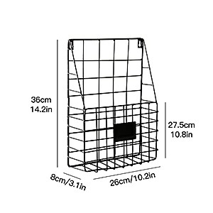 EYHLKM Storage Basket Metal Newspaper Rack Bookshelf Wall Mounted Office Iron Grid Wall-Mounted (Color : E, Size : 1)