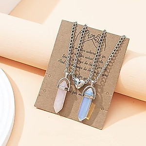 Magnetic Couple Matching Split Heart Necklace Crystal Mutual Attraction Pendant Best Friends Friendship Jewelry Gift-Pink&Blue