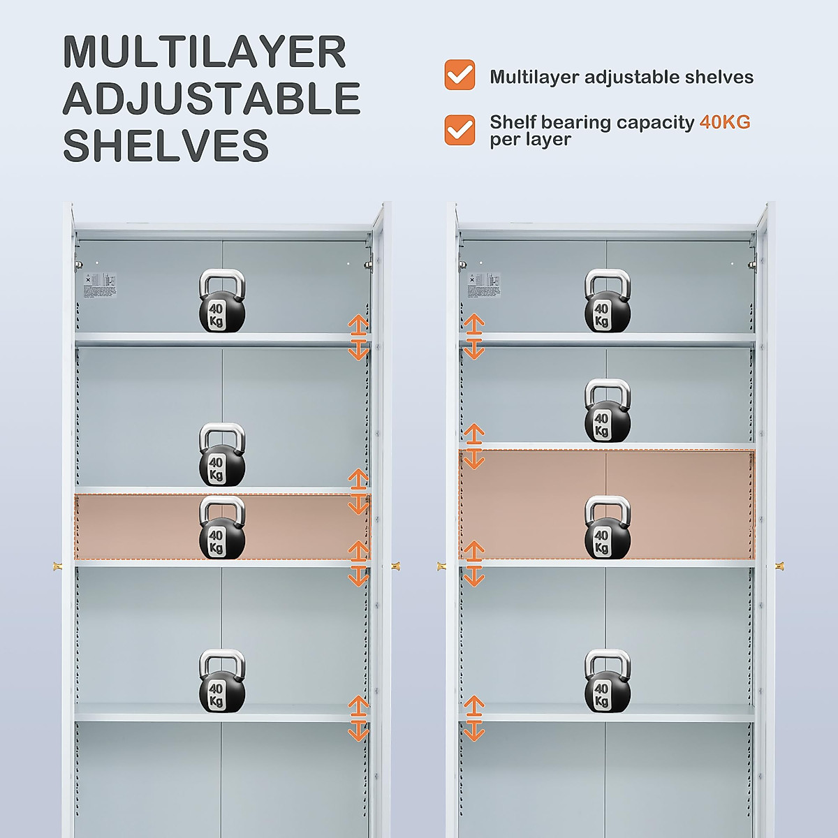 Alvisyd Metal Curio Cabinets with Acrylic Doors, 2 Door Cabinet 31.5 Wide Large Storage Bookcase with Adjustable Shelves, Glass Front Display Cabinet White Organizer 5 Tier for Home Office Craft