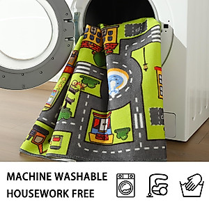 Zareas 3x5 Feet Kids Area Rug Play mat Car Rug for Playroom, Children Educational City Traffic Road Map Fun Car Carpet, Car Rug for Boys Bedroom, Upgrade Anti-Skid Rectangular for Kids Rugs, 60''x36''