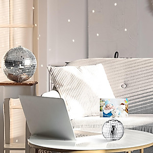 Engrowtic 10 Pcs Disco Ball Place Card Holders 4 Inch Large Silver Table Number Holder for Photo Name Card Stands Disco Centerpiece Decor for Holiday Wedding Party Birthday Table Display Menu Picture