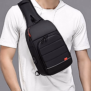 XIXIDIAN Anti-Theft Sling Chest Bag Waterproof Crossbody Shoulder Bag Casual Daypack Rucksack with USB Charging Port for Men