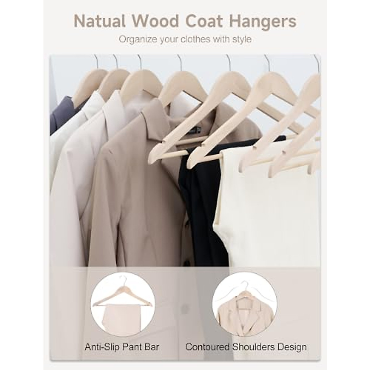 StorageWorks Coat Hanger, Lotus Wooden Clothes Hanger, Heavy-Duty Clothes Hangers, Natural Wood Hangers for Shirts, Jackets, Pants, Coats, Suits, Sweaters, 20 Pack