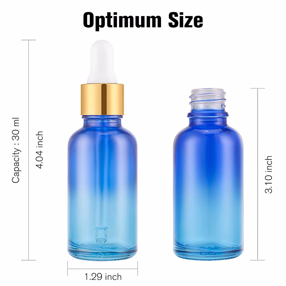 PrettyCare Eye Dropper Bottles 1oz (Rainbow Colored Glass Bottle 24 Pack 30ml with Golden Caps, 48 Labels, Funnel & Measured Pipettes) Empty Tincture Bottles for Essential Oils, Perfume